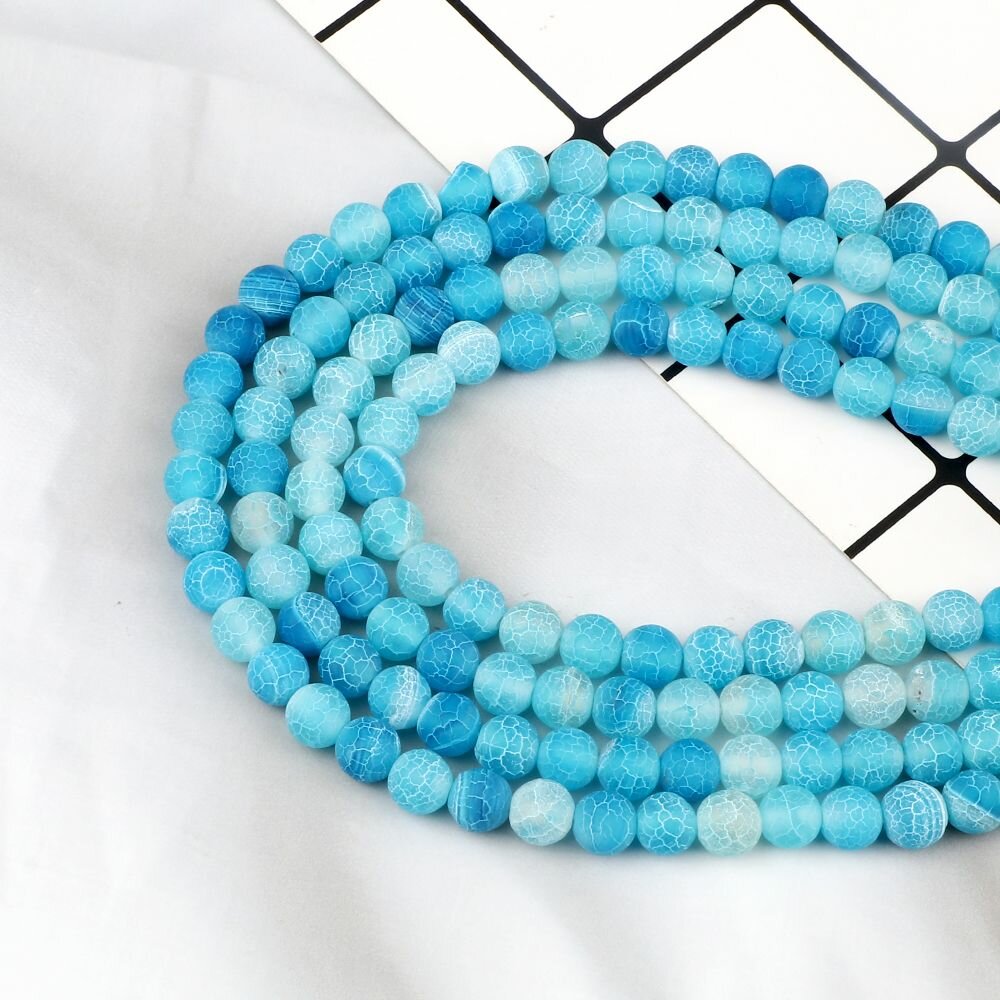 Агат морозный с трещинками 8 мм, 30 шт для рукоделия и браслетов