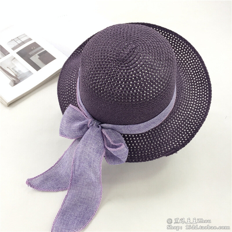 Соломенная шляпа в корейском стиле, пляжная шляпа для женщин, летняя пляжная повседневная универсальная солнцезащитная шляпа с козырьком, шляпа с большими полями, оптовая продажа
