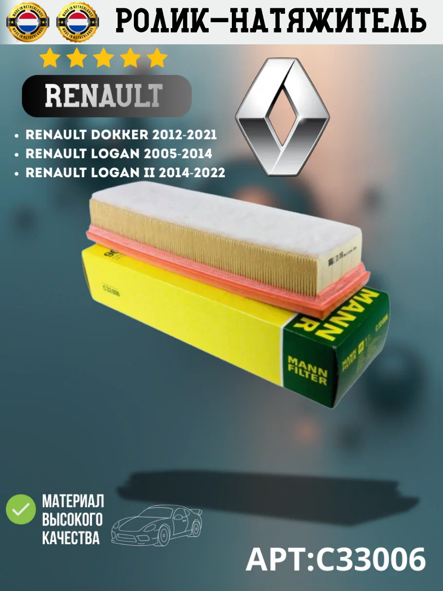 Фильтр воздушный Ренаулт Рено логан Логан сандеро Сандеро C33006 165469466R