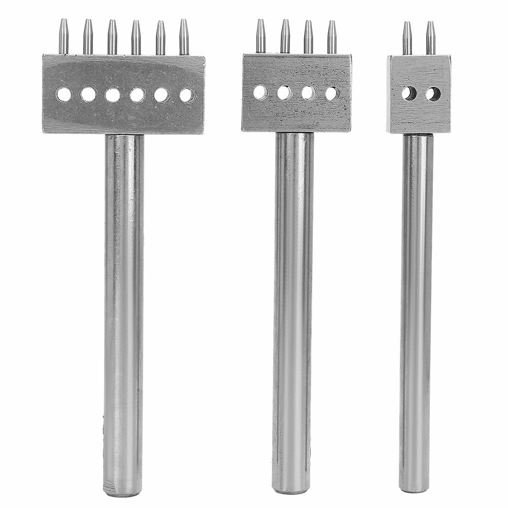 3PCS Spacing Punch Tool DIY Leather Craft Hole Punching Set Belt Puncher(6mm（2+4+6） )