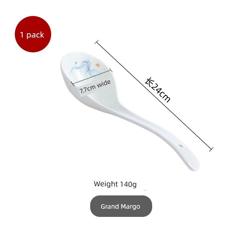 Большая кухонная ложка для супа с длинной ручкой, роскошная керамическая ложка, костяной фарфор из Цзиндэчжэня, ложка