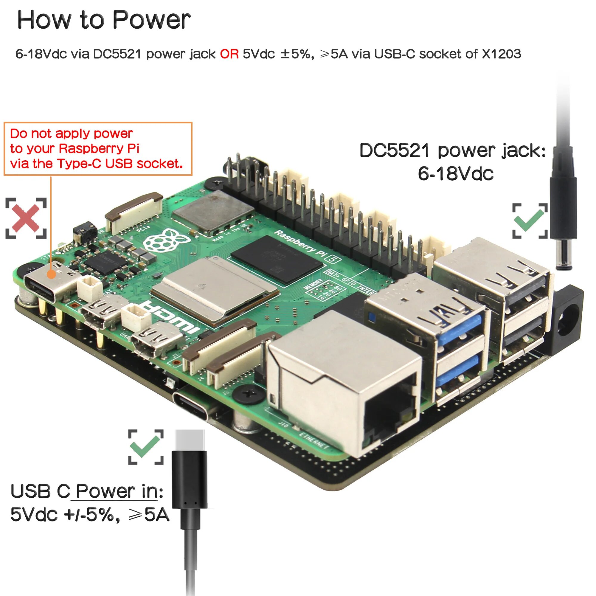 Geekworm X1203 UPS для Raspberry Pi 5 — фото 1