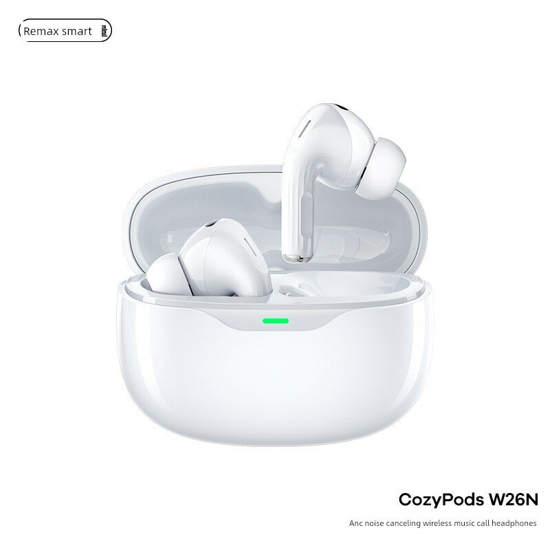 REMAX CozyPods W26N ANC шумоподавление беспроводные наушники Bluetooth 5.4 вкладыши для музыки и звонков, белый