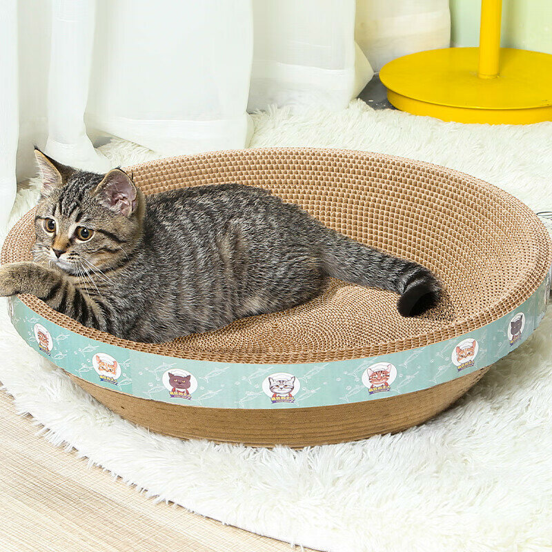 Crazy Owner, Cat Scratching Board Extra Large Cat Toy, Cat Scratching Pad, Non-Shedding Cat Scratcher, Bowl-Shaped Cat Bed, Round Corrugated Paper