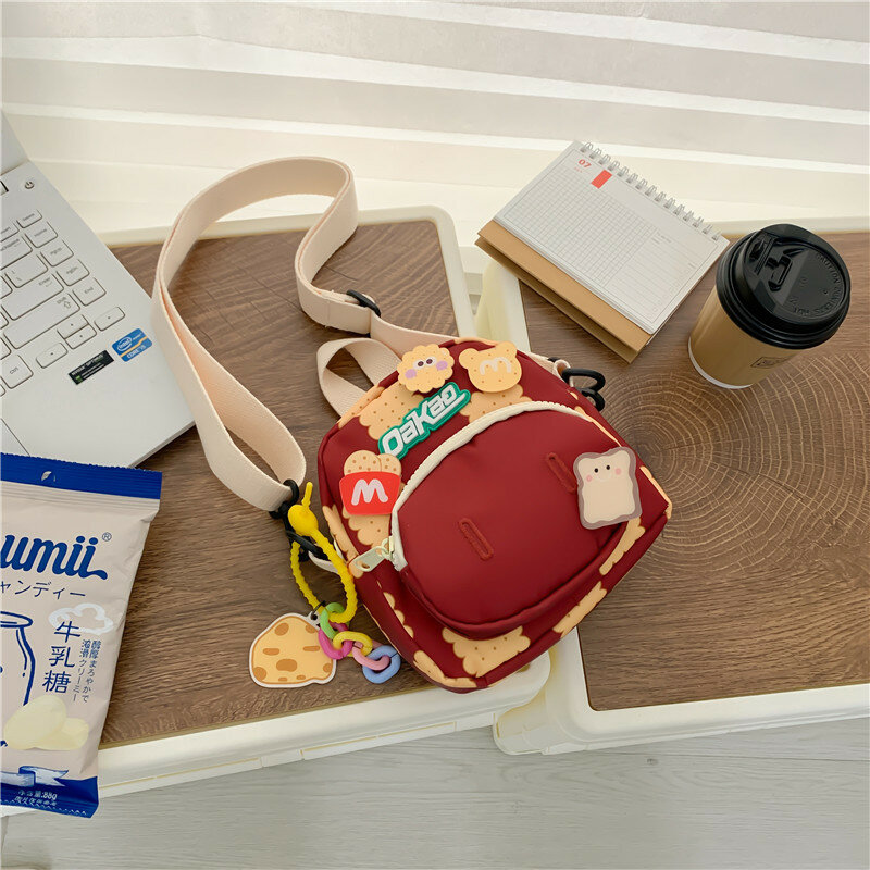 Милая детская сумка, новая 2025, стильная девочка, свежая печенье, маленькая тканевая сумка, повседневная сумка для телефона, сумка через плечо