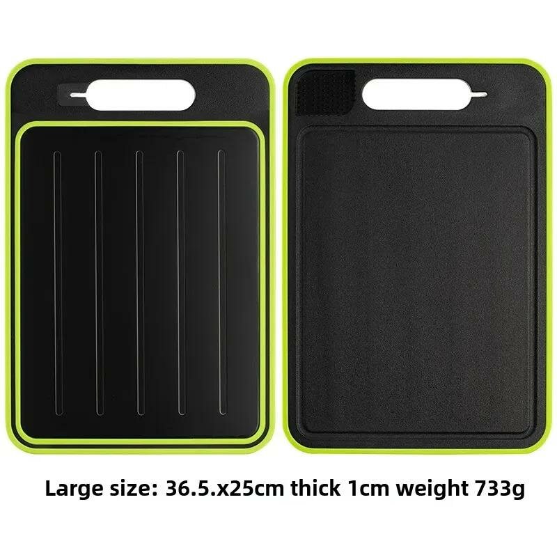 Двусторонняя разделочная доска из сплава алюминия с распылением краски, с точилкой и для измельчения чеснока, многофункциональная, черная, большая, квадратная, для трансграничной доставки