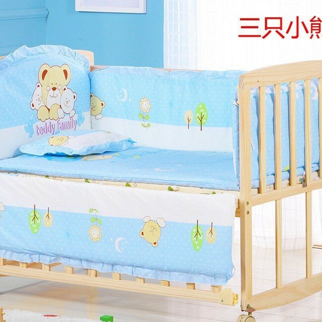 Детская кроватка, комплект из пяти предметов из 100% хлопка, бампер для детской кровати, съемный и стираемый комплект постельного белья для детей, продажа напрямую от производителя