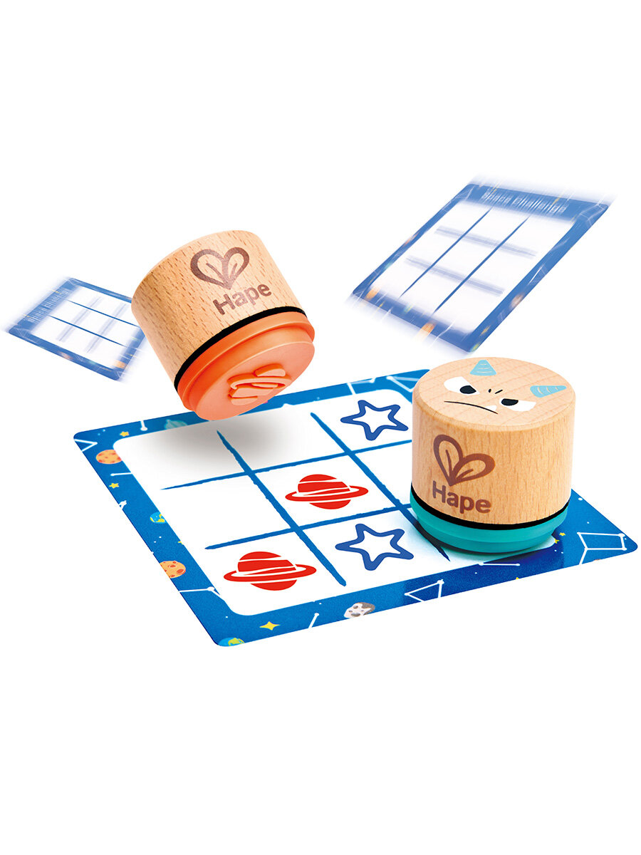 Настольная игра Hape "Космические приключения", крестики-нолики, со штампами, от 3 до 7 лет