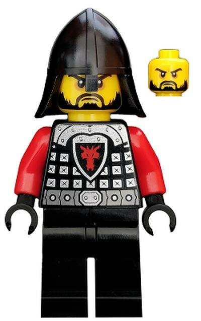 Минифигурка Lego cas525 Castle - Dragon Knight Scale Mail with Dragon Shield and Shoulder Armor, Helmet with Neck Protector, Black Beard