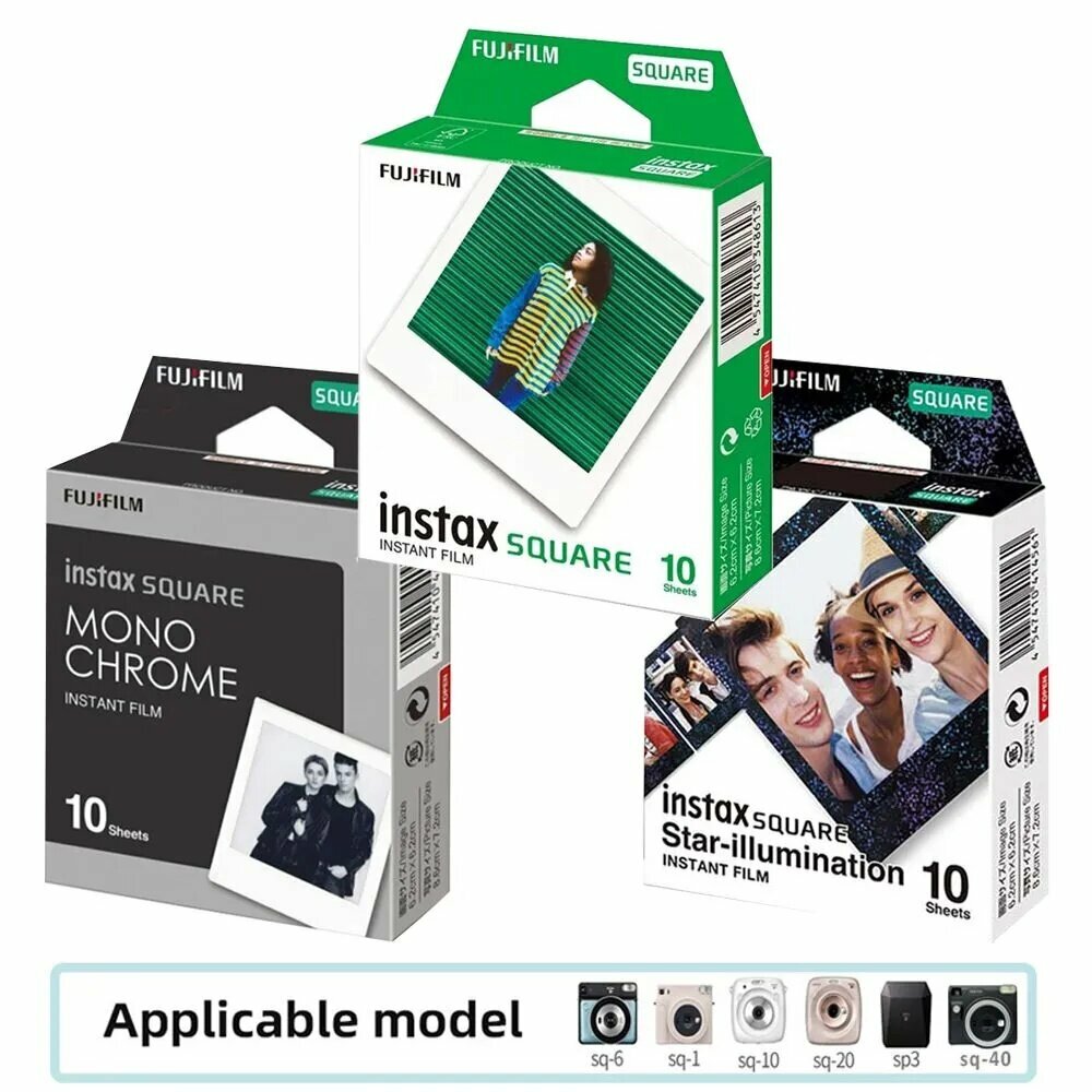 Картридж для Fujifilm Instax Square 30 снимков (белая фотография/Mono Chrome/Star), Подходит для SQ1 SQ6 SQ20 SQ40 SP-3