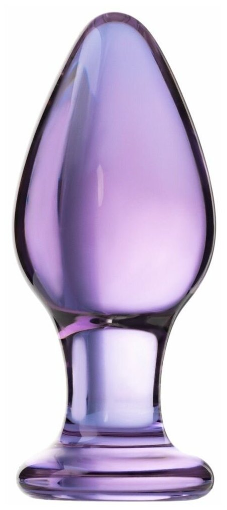 Фиолетовая стеклянная анальная пробка - 10 см,10 см,4 см, фиолетовый, стекло, Унисекс, Анальные игрушки
