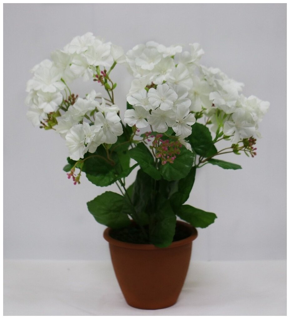 Искусственные цветы Holodilova "Герань", высота 40см, в горшке