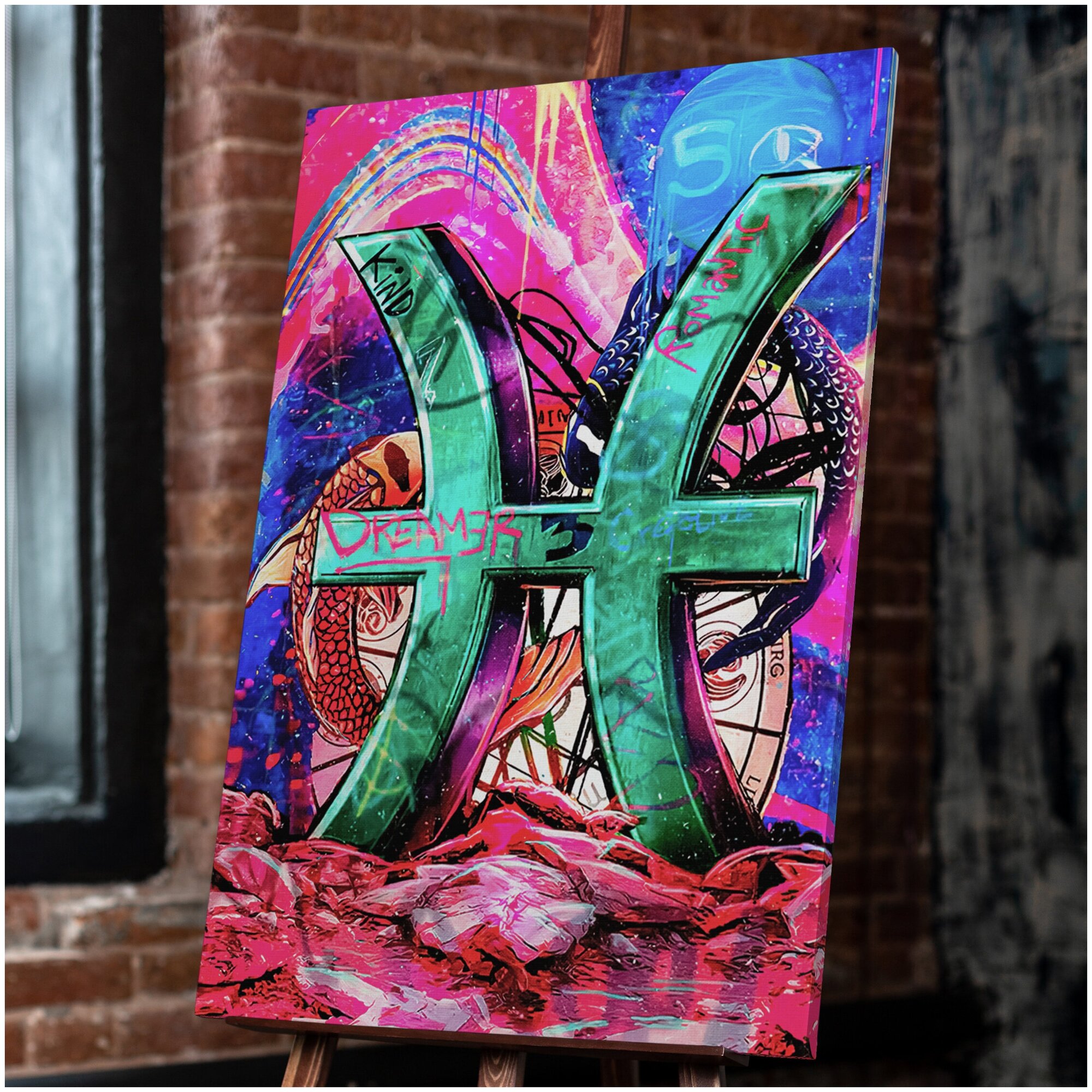 Картина на холсте "Знак зодиака - Рыбы" для интерьера дома и офиса / Постеры / Астрология / Звезды / Гороскоп