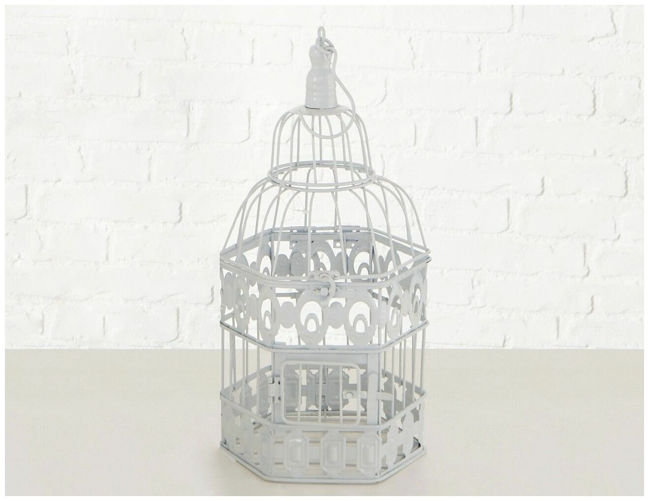 Декоративная клетка для птиц малая, металлическая, белая, 39х18 см, Boltze