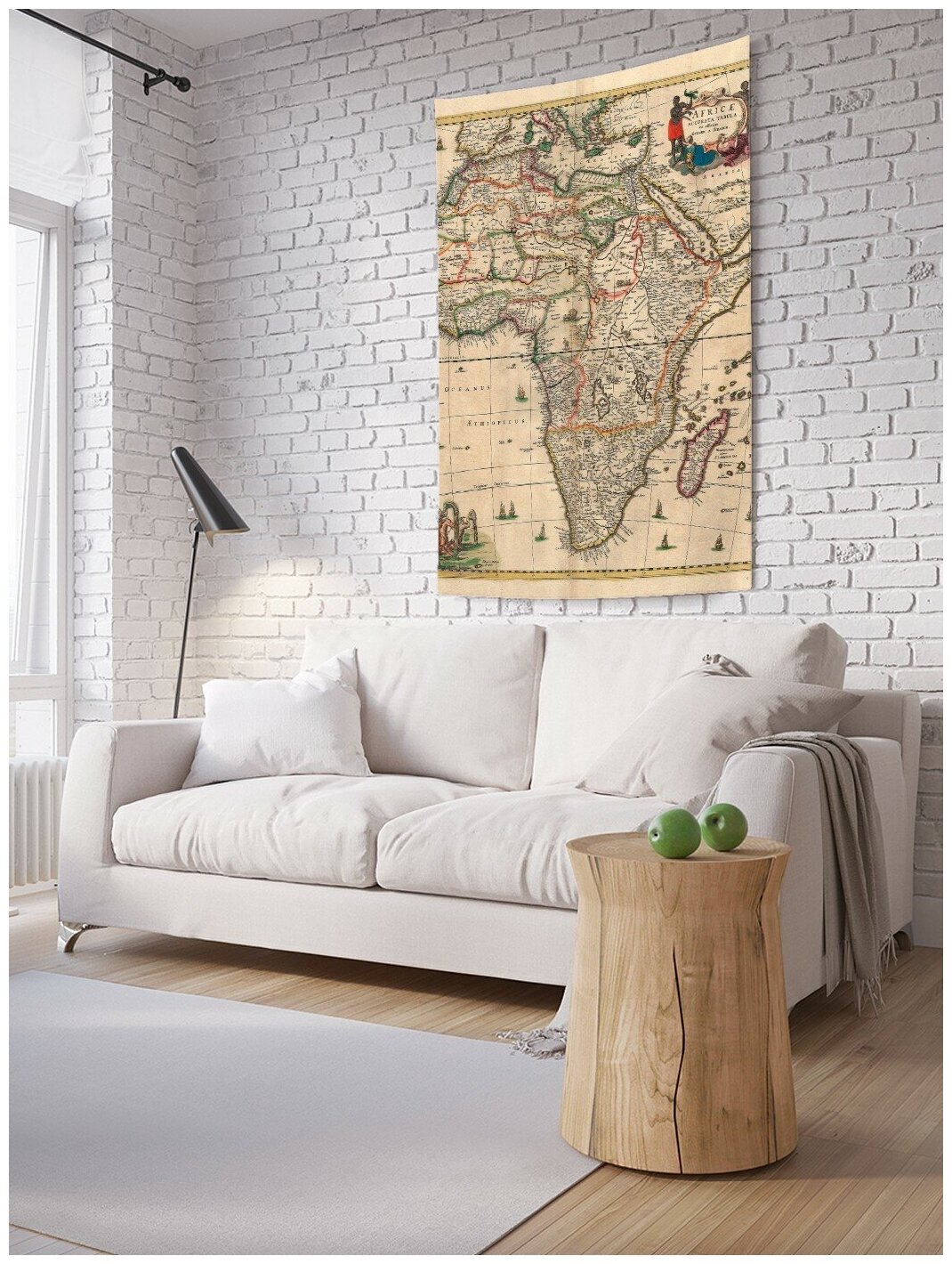 Фотопанно на стену тканевый вертикальный 150х200 "Старая карта Африки" , JoyArty