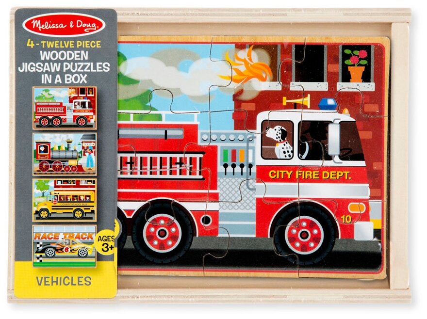 Деревянные пазлы в коробке "Транспорт"