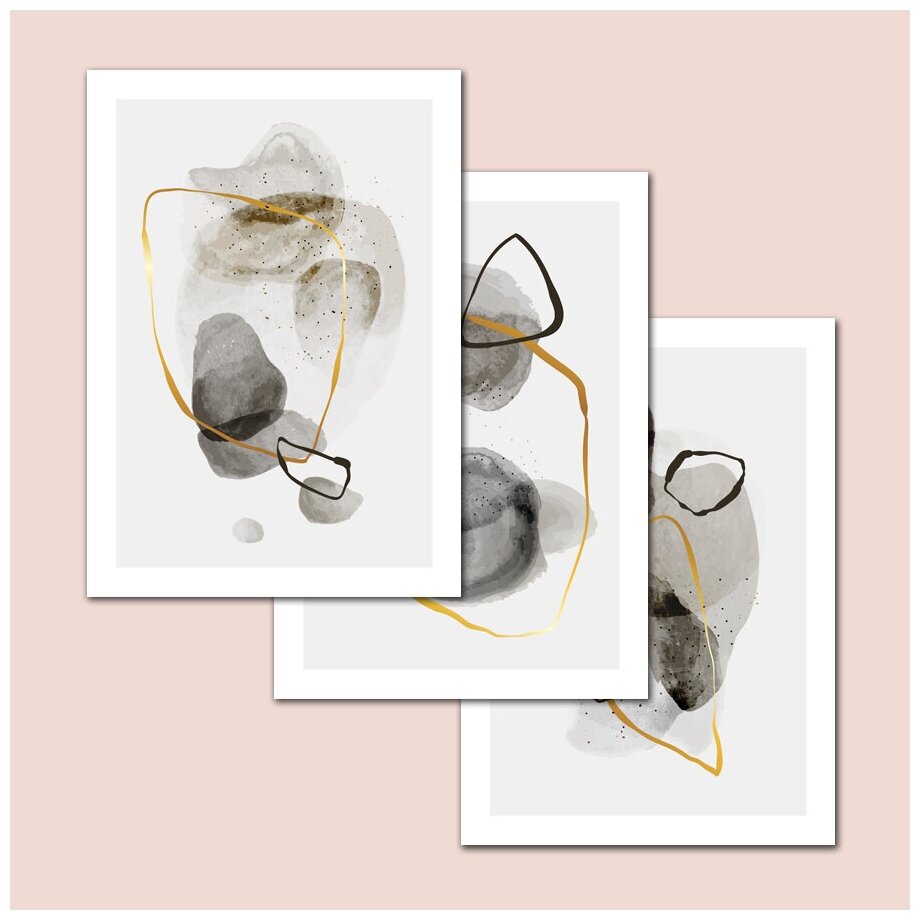 Постеры интерьерные (3 штуки, 30х40 см). Картины /декор для дома / интерьерный коллаж. Арт.6-008