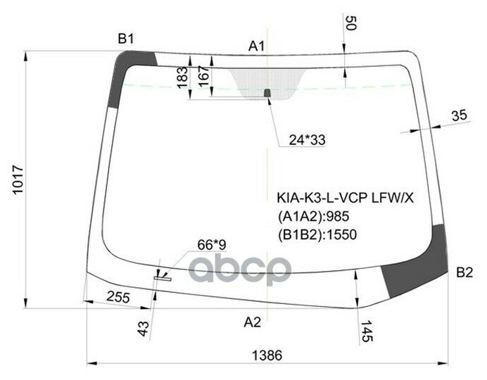 Стекло лобовое Kia Cerato 13-20 / Forte 13-18 XYG арт. KIA-K3-L-VCP LFW/X