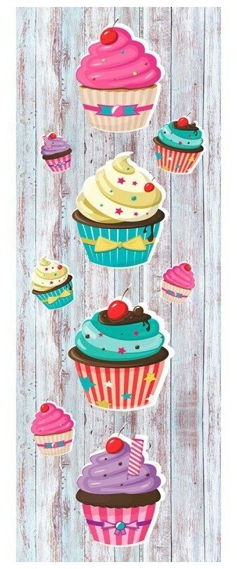 Фотообои Milan Клубничный кекс, M 126, 100х270 см, виниловые на флизелиновой основе