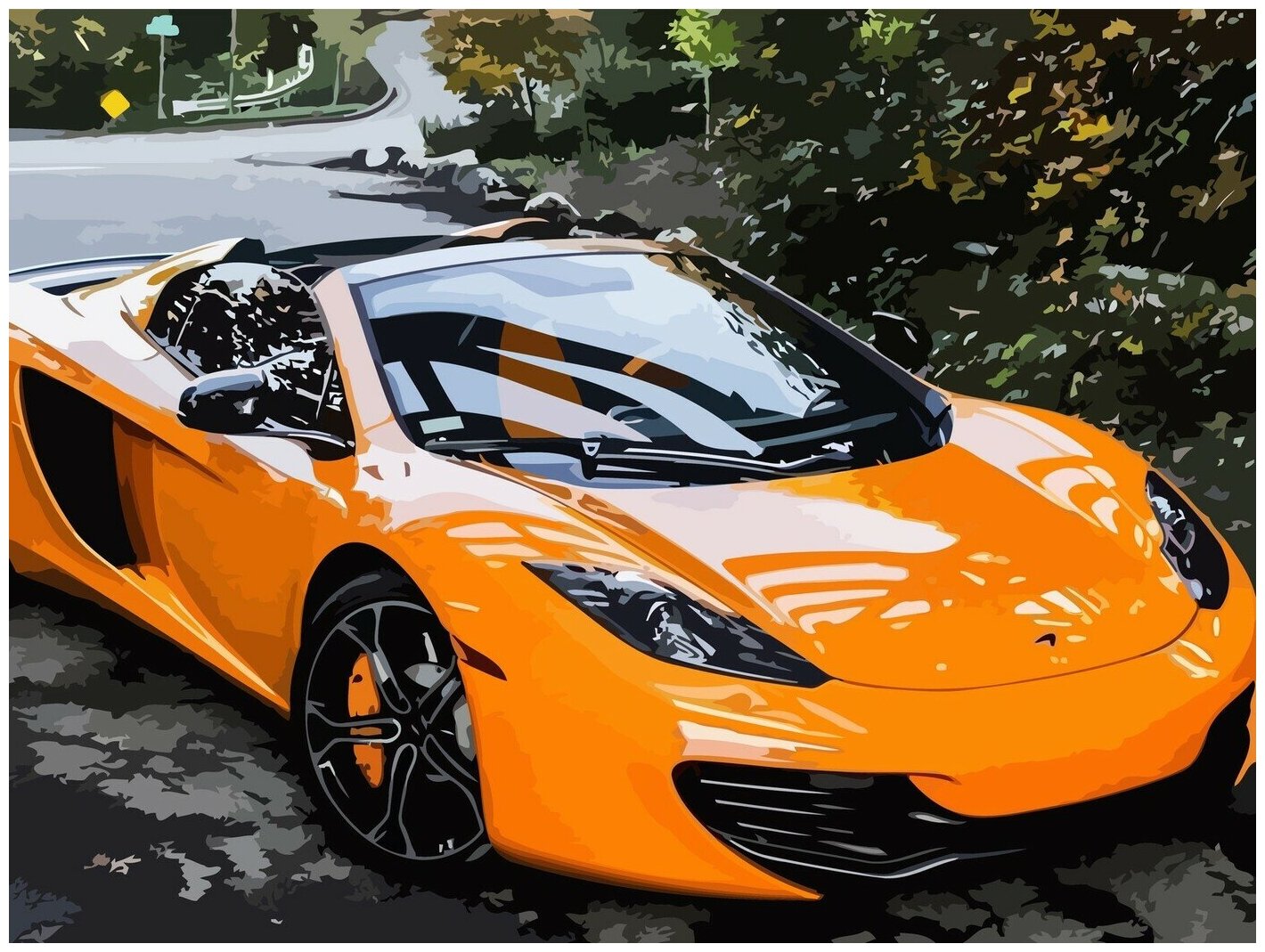 Картина по номерам на холсте Машина спорткар спортивный автомобиль - 307