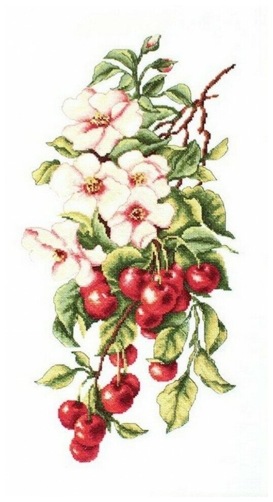 Набор для вышивания Luca-S #B205 Композиция с черешней, Счетный крест, 18.5 x 38.5 см