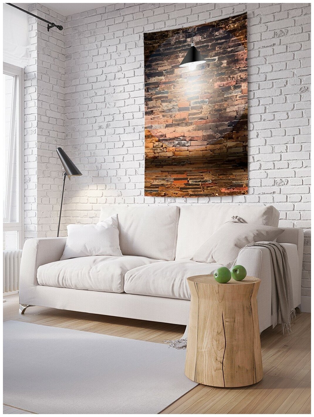 Фотопанно на стену вертикальный из ткани постер 100х150 "Кирпичная стена", JoyArty