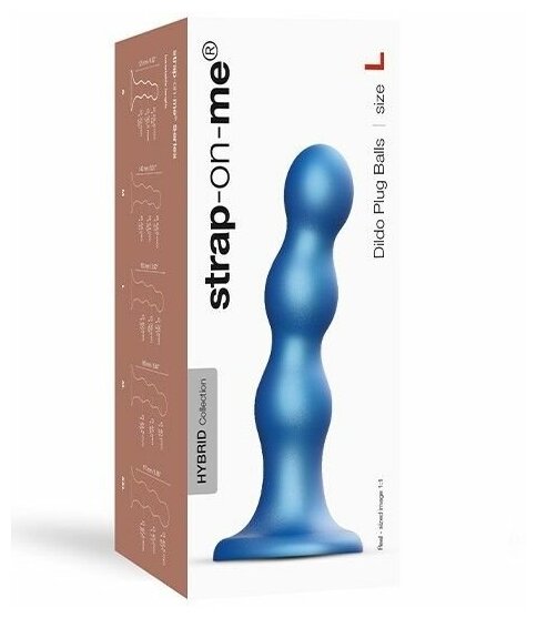 Голубая насадка Strap-On-Me Dildo Plug Balls size L, голубой