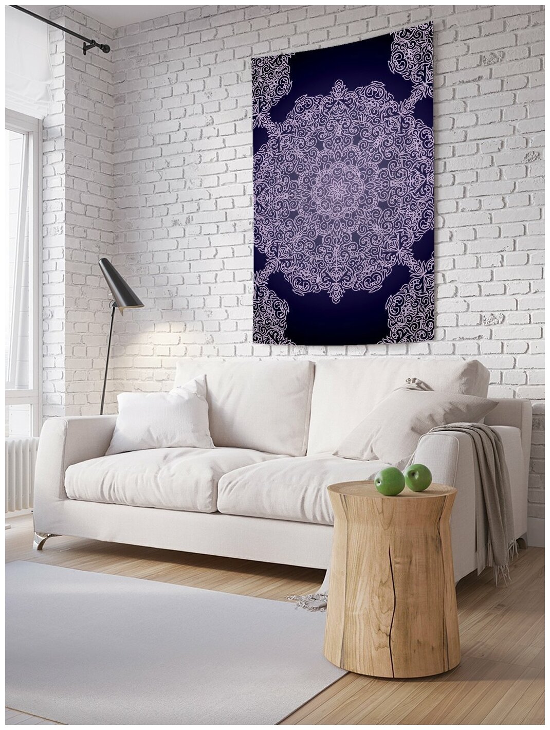 Фотопанно на стену вертикальный из ткани постер 100х150 "Мандала по углам", JoyArty