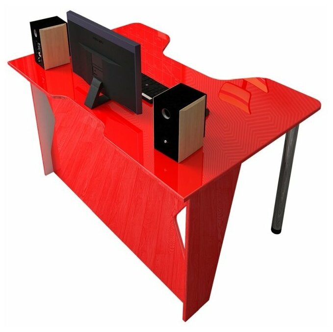Стол для геймера Мебелеф-13 красный глянец, металлические ножки