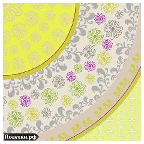 Салфетка для декупажа Цветочный круг 0006854 трехслойная 33x33 см, цена за 10 шт.