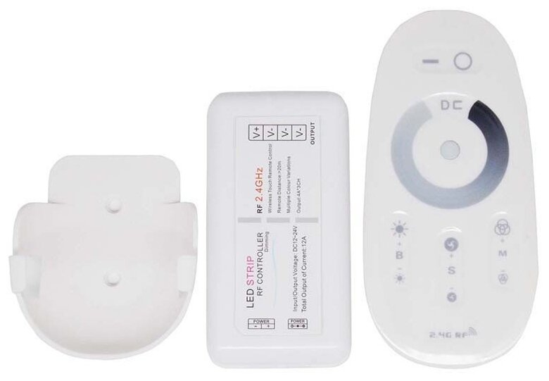 Touch Радио диммер для одноцветной ленты, 2,4G, белый, с держателем для пульта, 12А