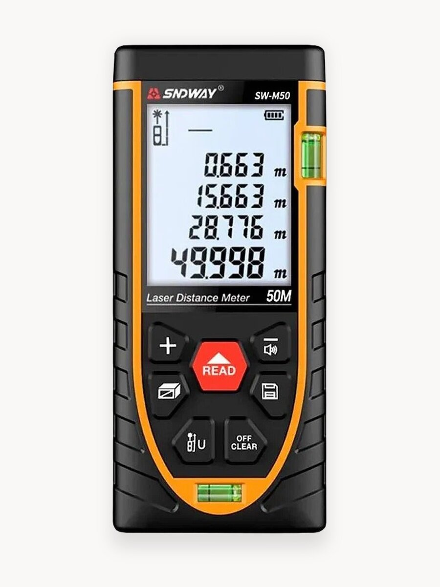 Дальномер лазерный строительный SNDWAY SW-M50 50 м, черный
