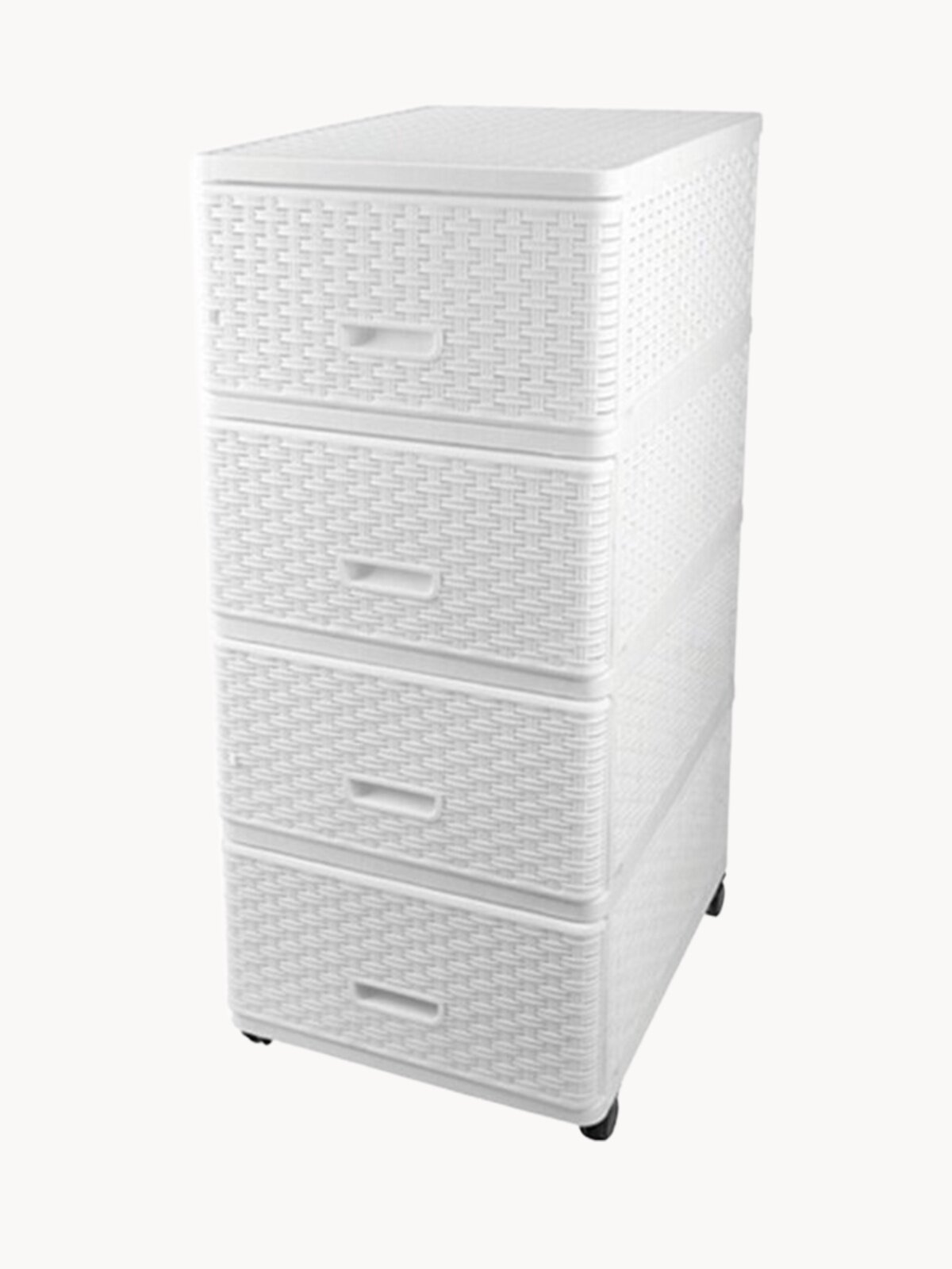 Dunya Plastik, Комод с ящиками, для вещей, пластиковый, на колесах, 40х50х98 см, белый, Дюна