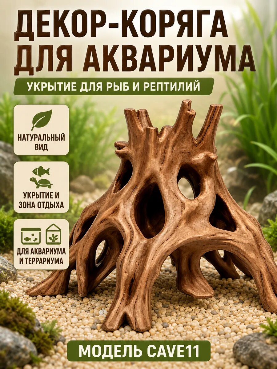 Декор коряга грот для аквариума террариума