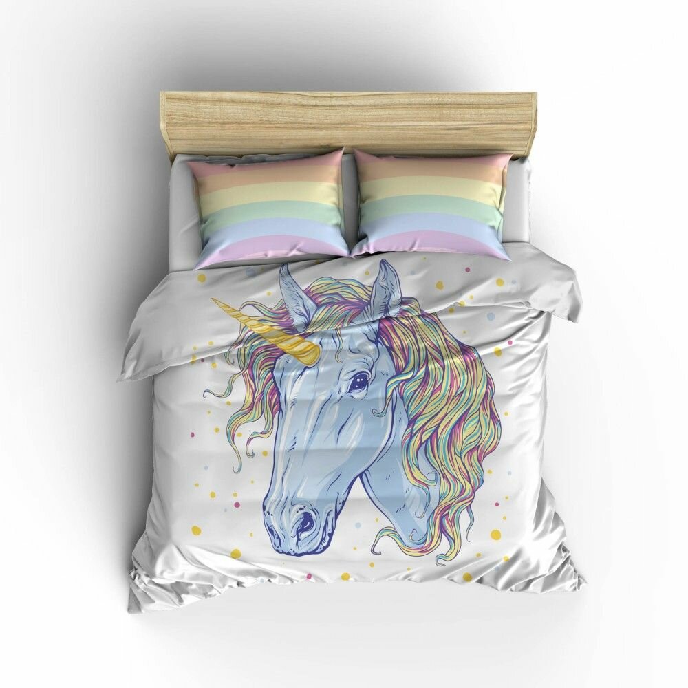 Арт комплект постельного белья Единорог, 2х спальный, 70/70