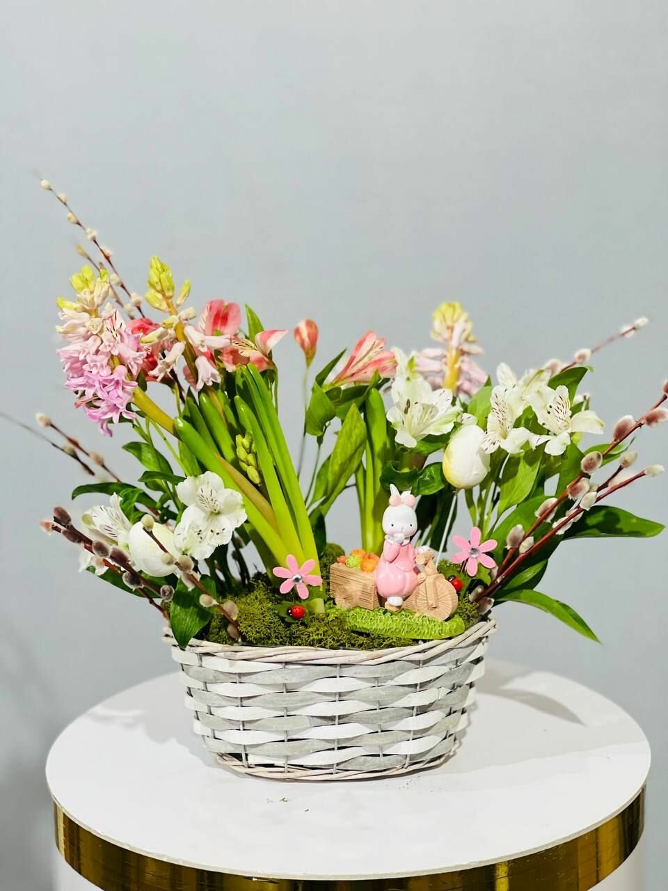 Пасхальный букет в кашпо / Верба живая / Вербная композиция