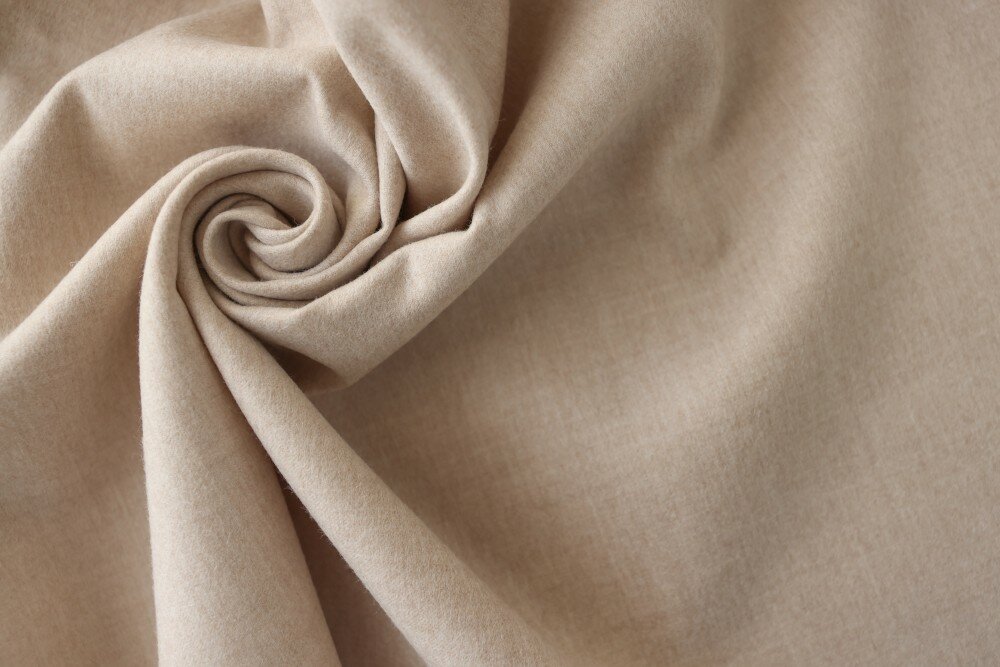 Ткань пальтовый кашемир молочного и бежевого цвета (двухслойный, двусторонний)