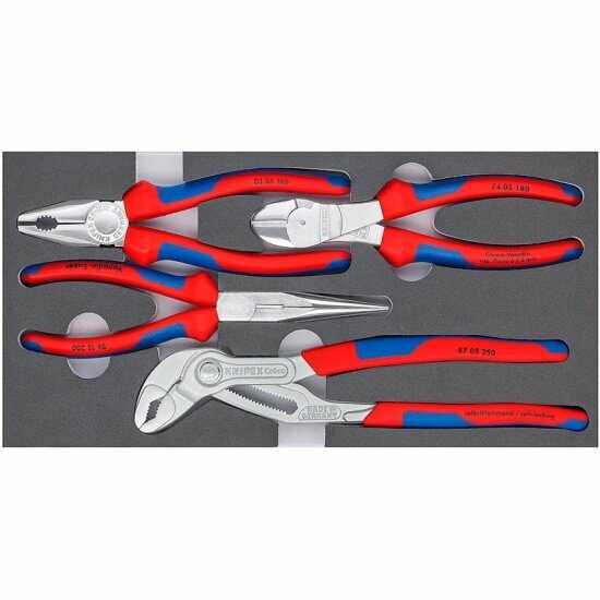 Набор ШГИ в ложементе Knipex Basic Chrom, 4 пр, KN-0305180/2615200/7405180/8705250