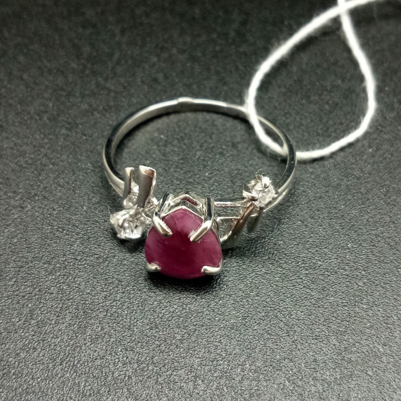Кольцо, серебро, 925 проба, фианит, рубин