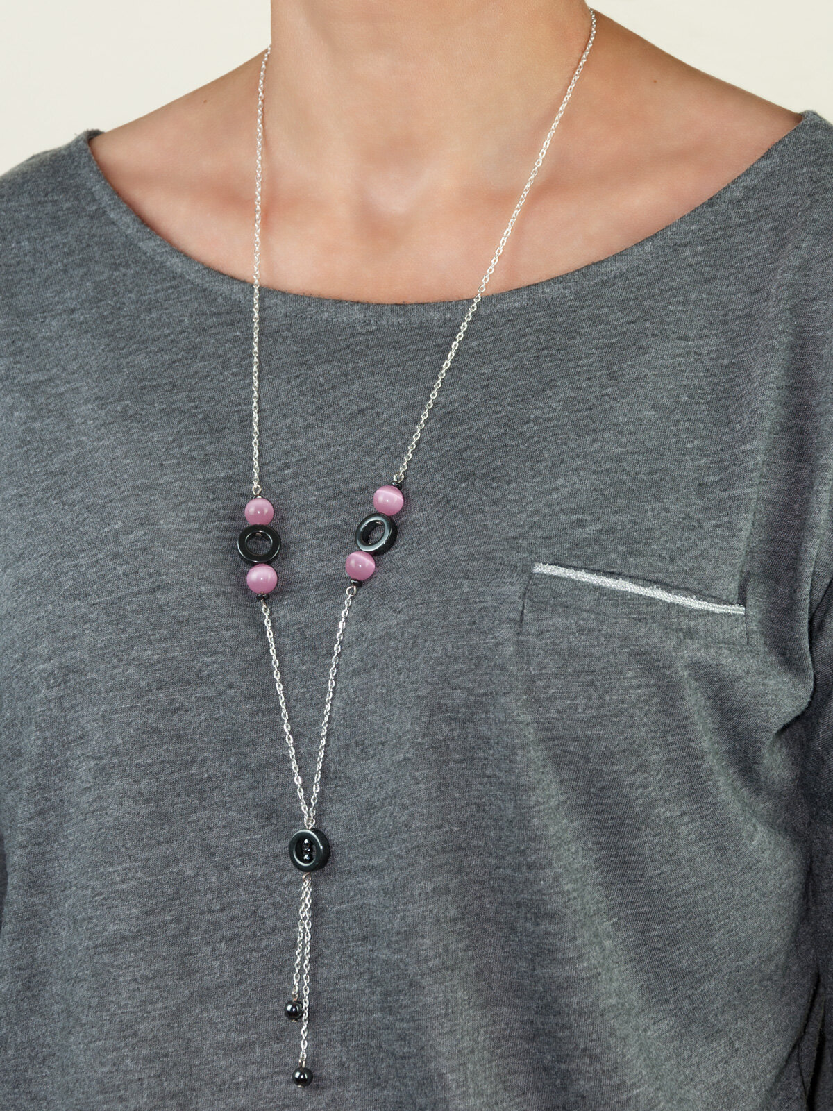 Колье, кошачий глаз, гематит