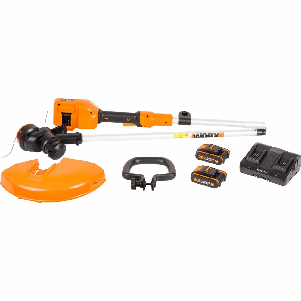 Аккумуляторный триммер WORX 40В, 33см, 2Ач х2, двойное ЗУ, коробка WG183E