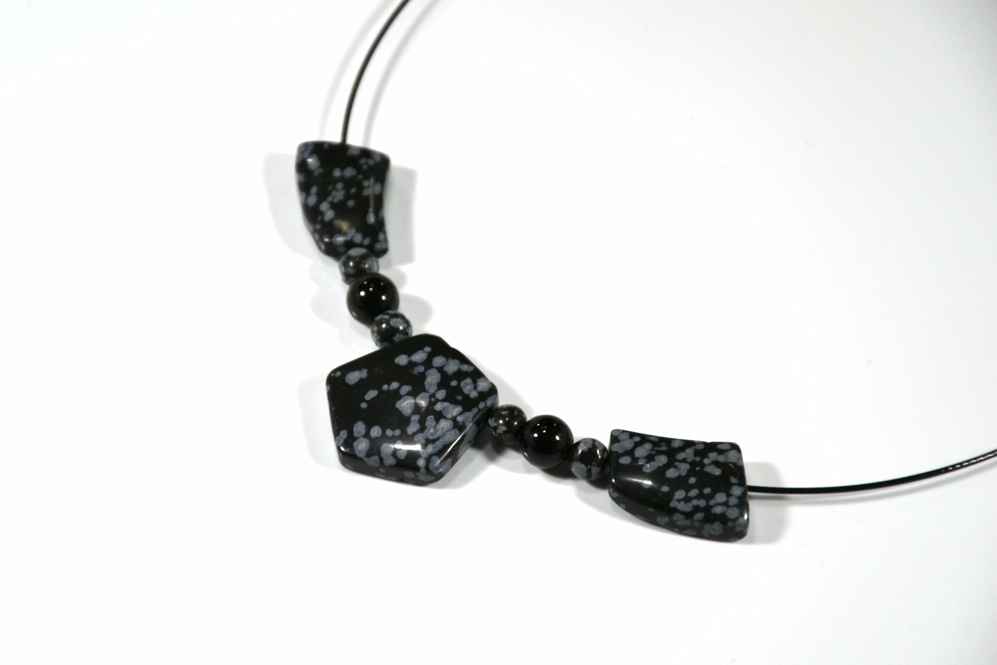 Колье, агат, обсидиан