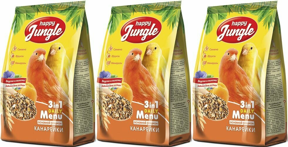 Happy Jungle Корм сухой для канареек, 500 г, 3шт