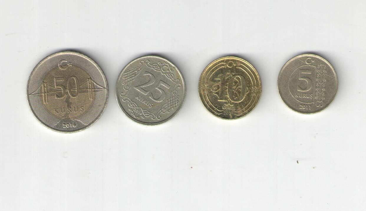 Монеты Турции 5,10, 25, 50 куруш 2003-2017г.