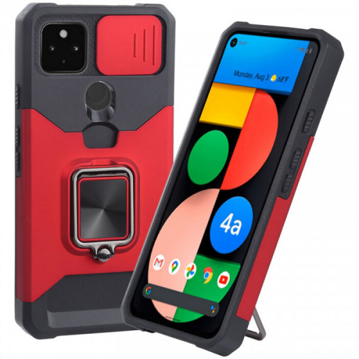 Multi Case Чехол с кольцом, отделением для карты и шторкой камеры для Google Pixel 5a