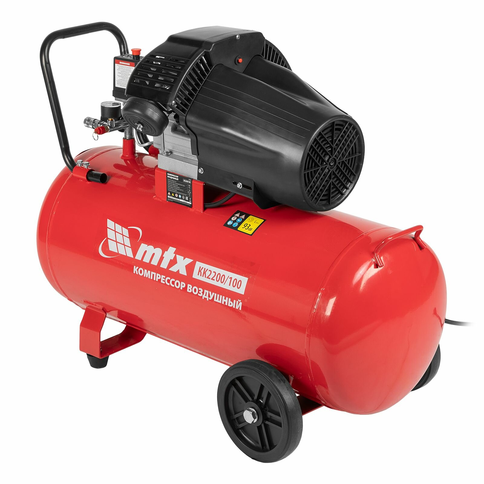 Компрессор воздушный КК-2200/100, 2,2 кВт, 350 л/мин, 100 л, прямой привод, масляный MTX 58033