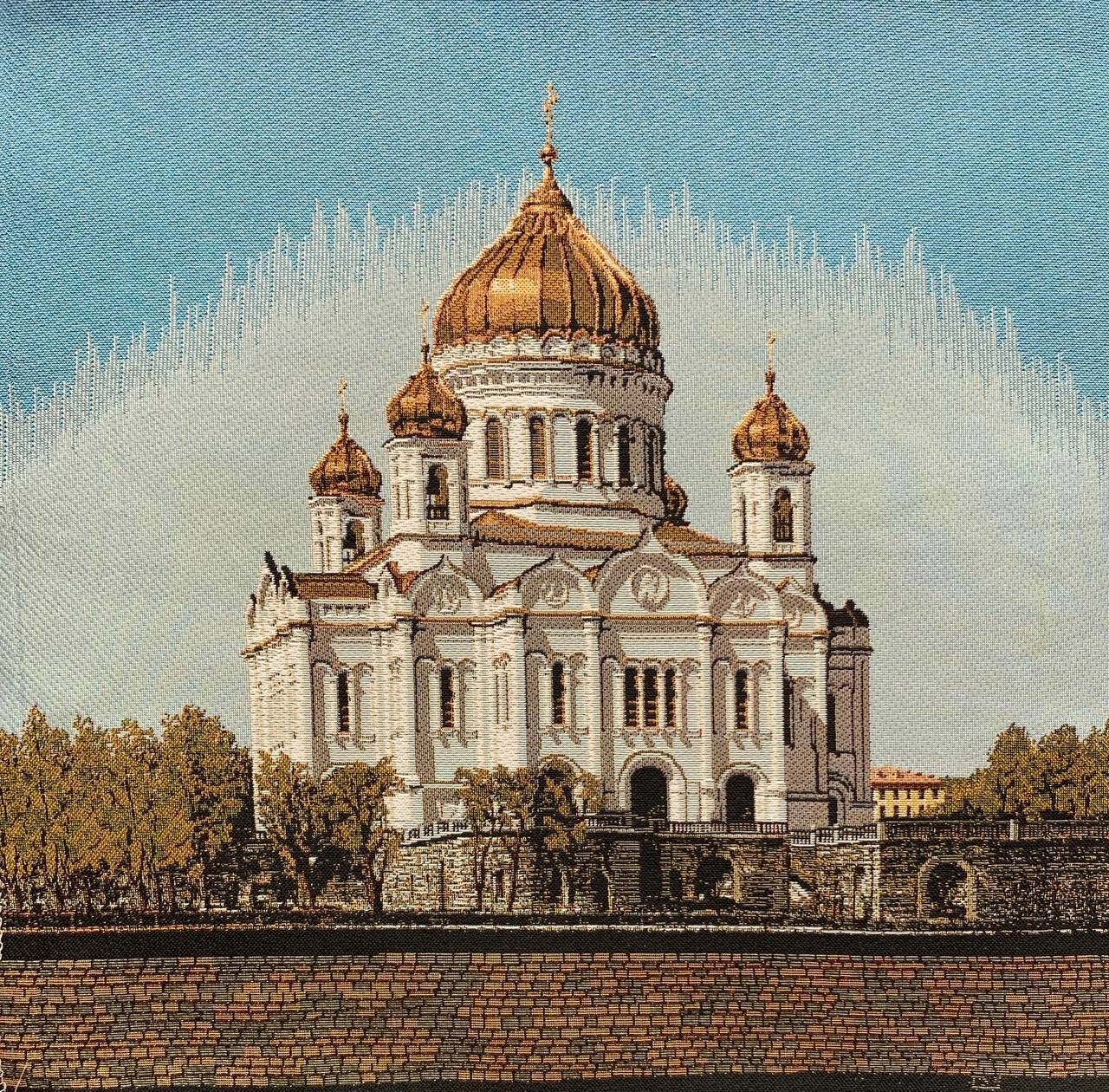 Гобелен, гобелен без рамы 35х35 см / "Храм Христа Спасителя"