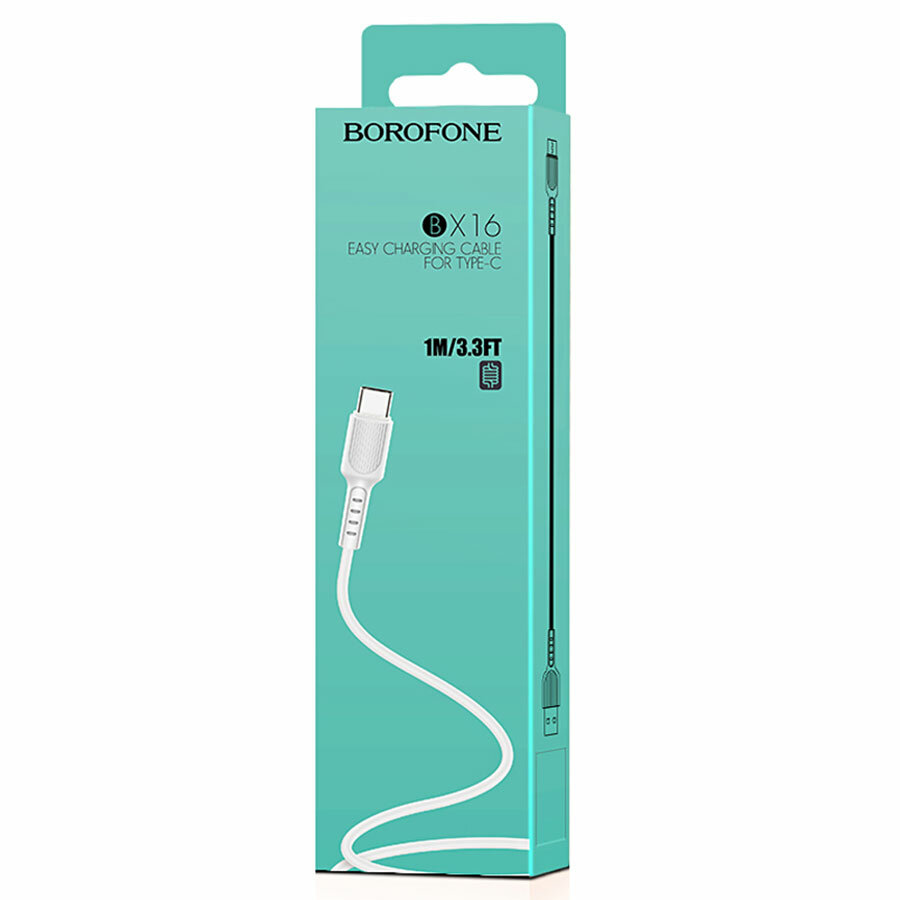 Кабель Borofone Easy Charging Cable BX16, для Type-C, белый, 1м