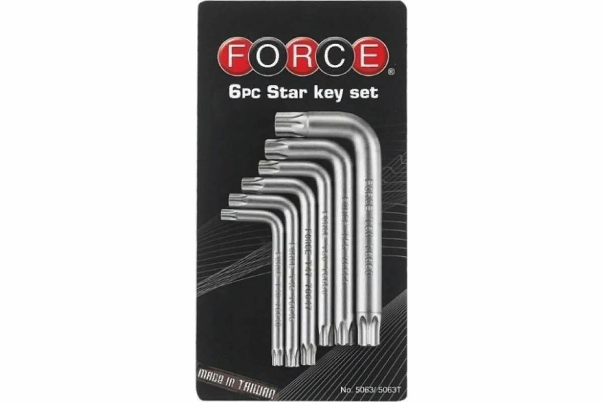 Набор Г-образных звездочек Т40-Т60 с отверстием 6 предметов FORCE 5063T