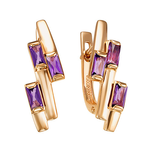 Серьги, золото, 585 проба, аметист